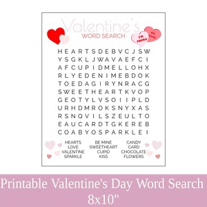 Valentine's Day Word Search, Valentine's Activity for Kids & Adults ...
