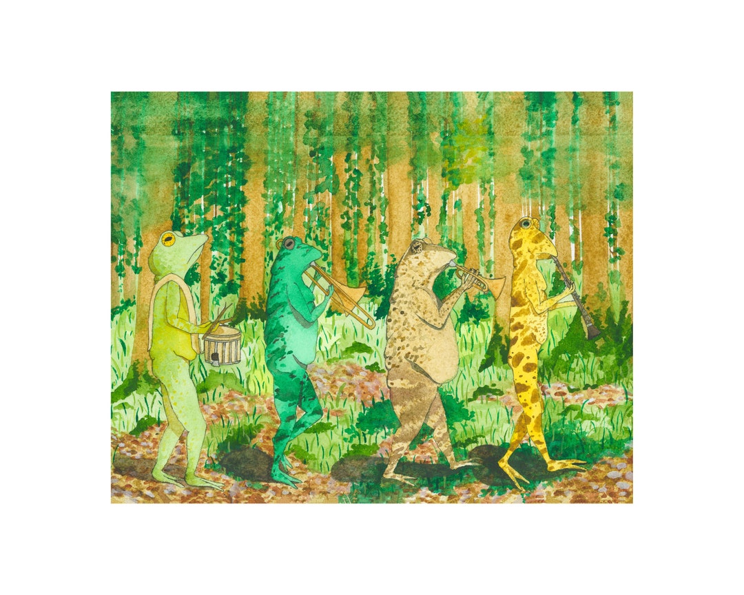 Frogs on Parade Watercolor Print - Etsy