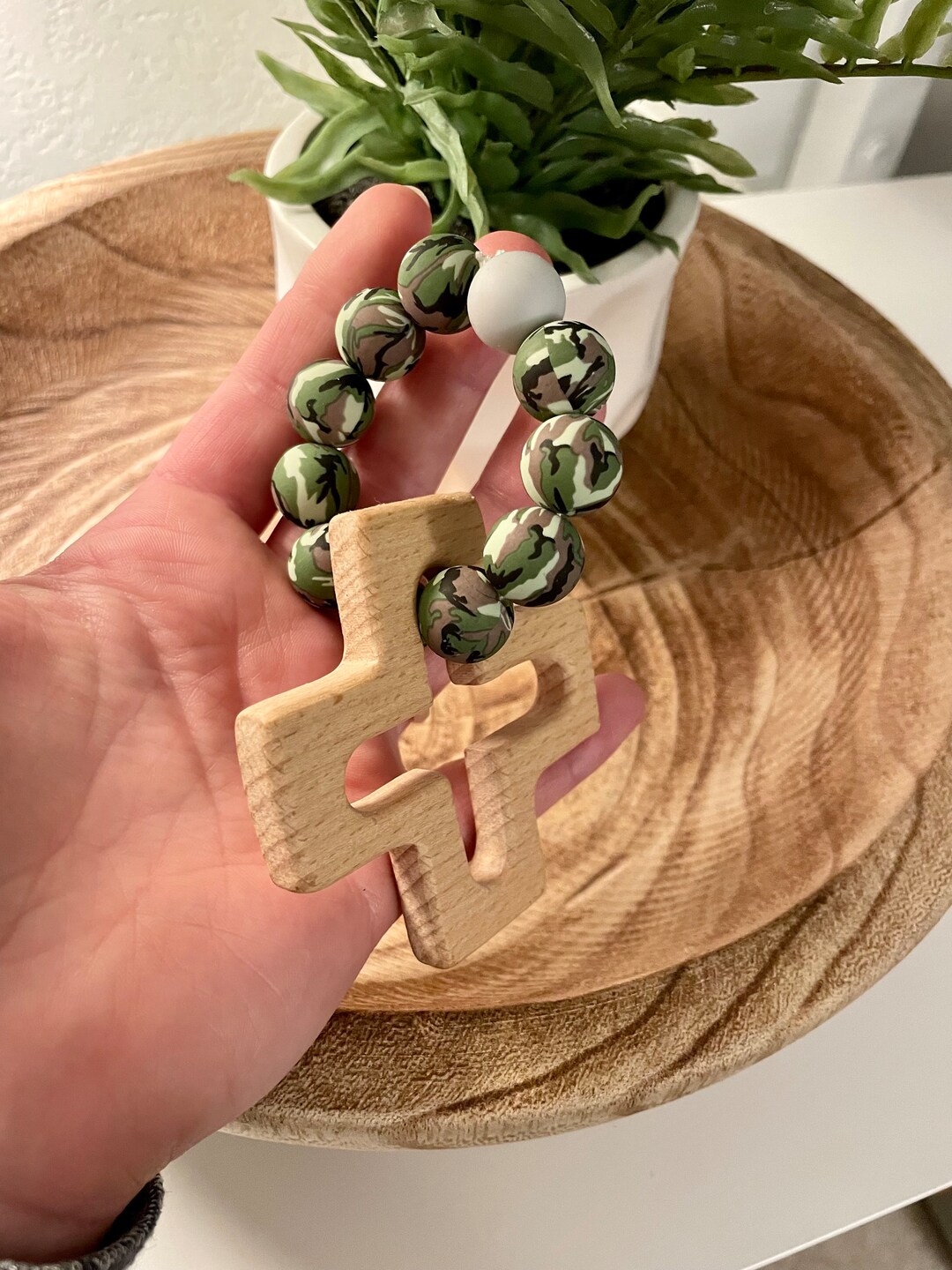 Catholic Camo Army Silicone and Wood Rosary Decade Teether Toy for ...