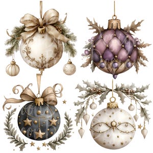 Christmas Ornament Clipart, Set of 26 PNG Bundle, 300 DPI Clip Art ...