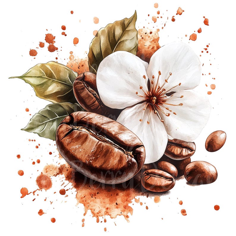 Coffee Bean Flowers Clipart, Set of 11 PNG Bundle, 300 DPI Clip Art ...