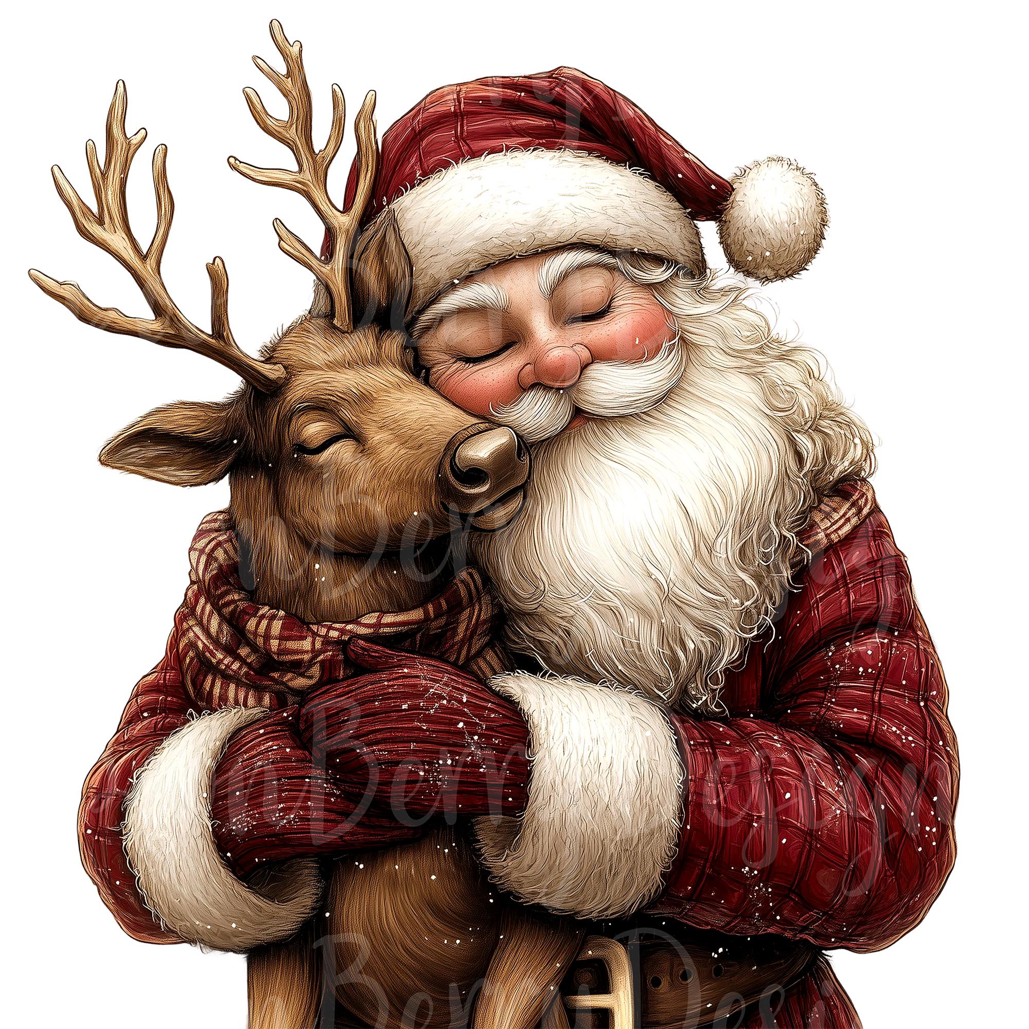 Santa Reindeer Clipart, Set of 11 PNG Bundle, 300 DPI Clip Art ...