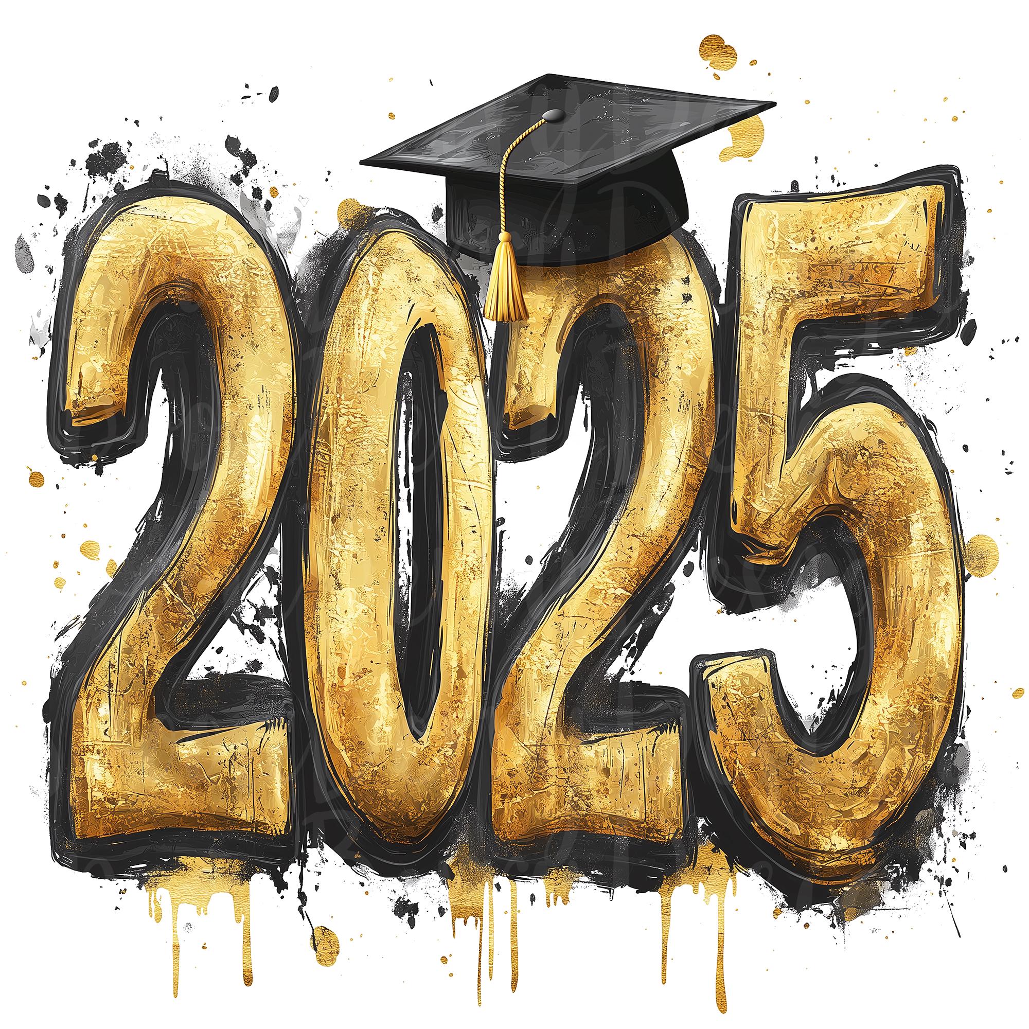 Graduation 2025 Clipart, Set of 15 PNG Bundle, 300 DPI Watercolor Clip ...