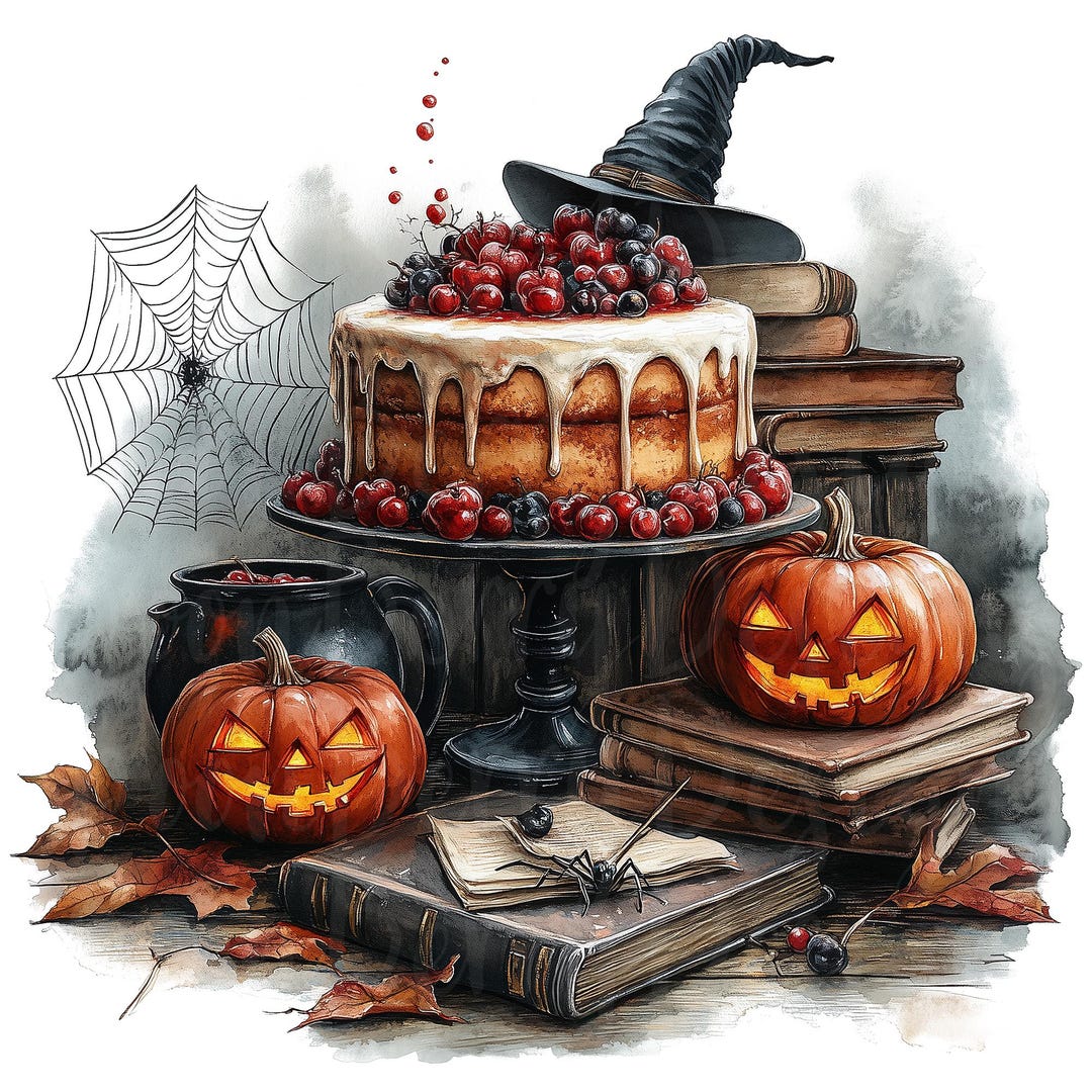 Halloween Cakes Clipart, Set of 12 PNG Bundle, Transparent Background ...