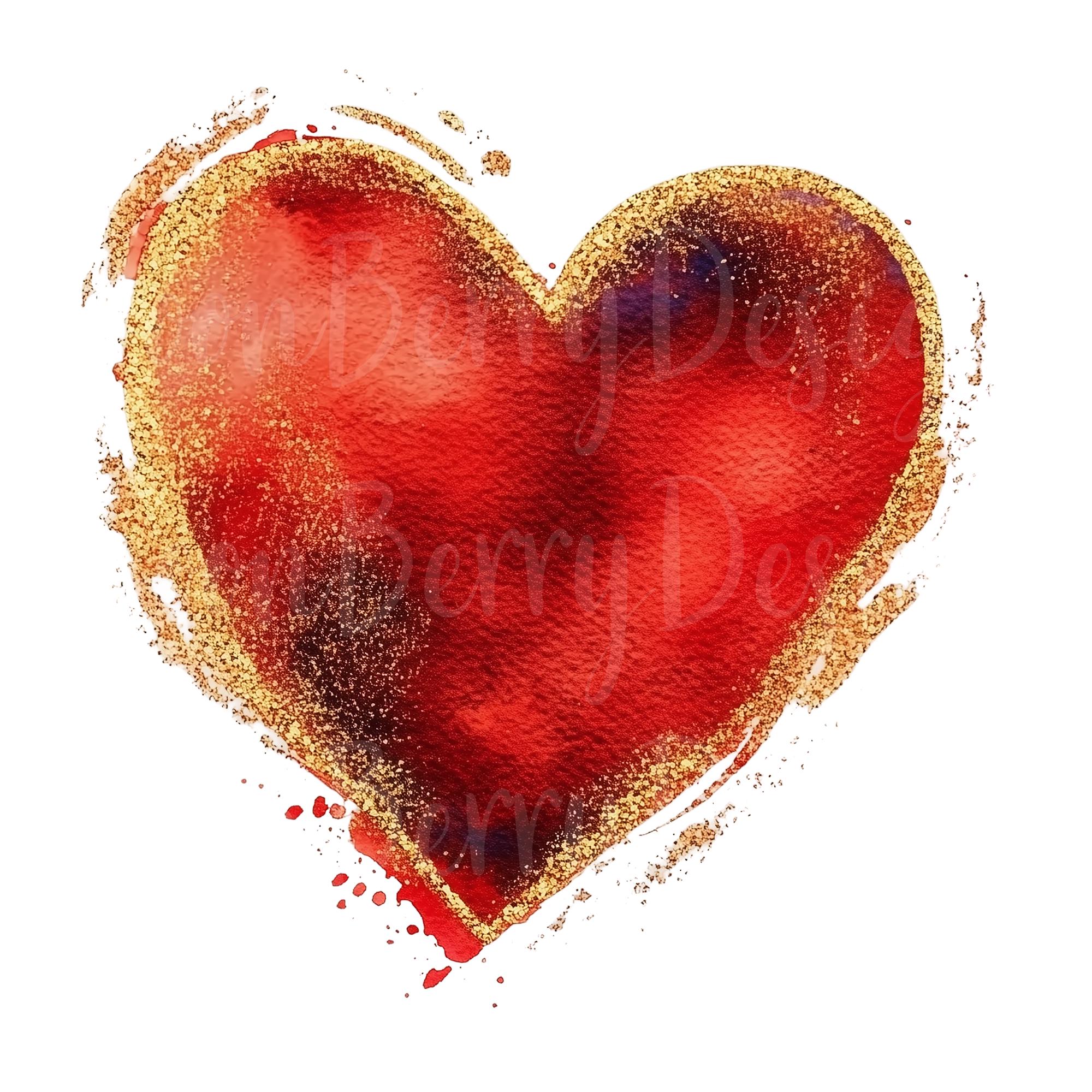 Watercolor Heart Clipart, Set of 10 PNG Bundle, 300 DPI Clip Art ...