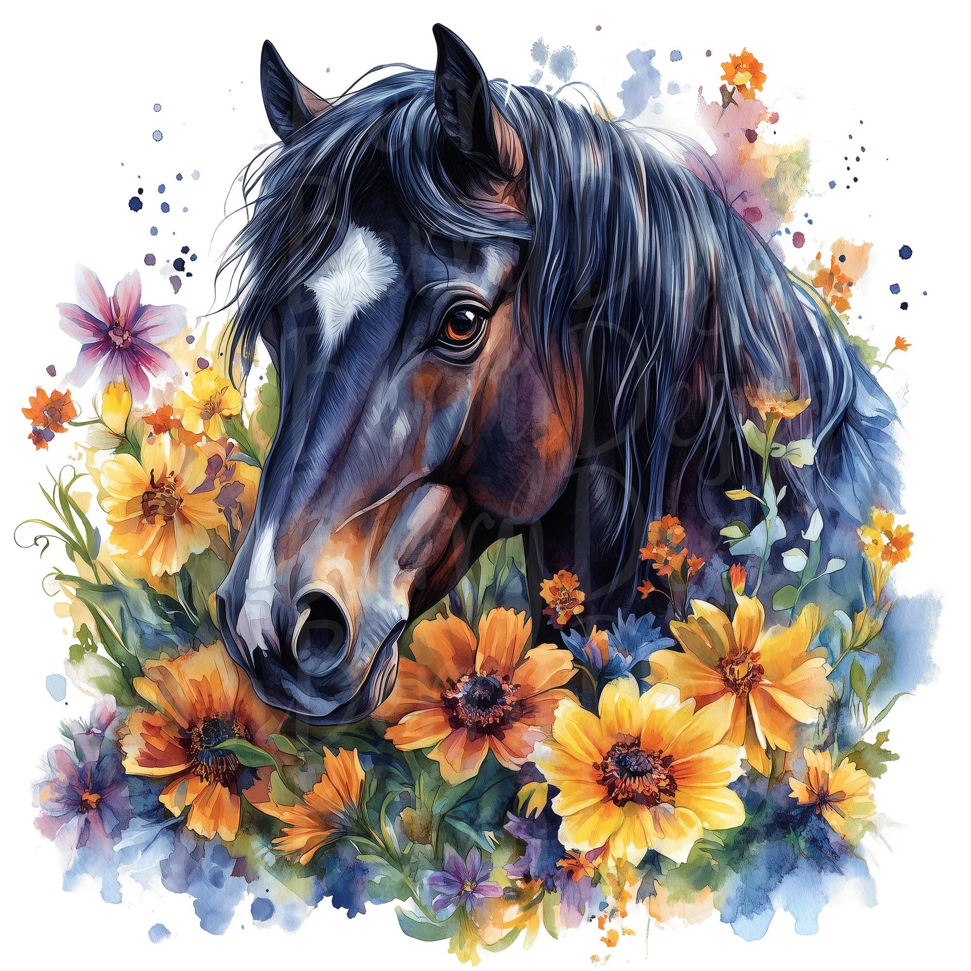 Horse Clip Art, Set of 10 PNG Bundle, Horse Watercolor Clipart, Horse ...