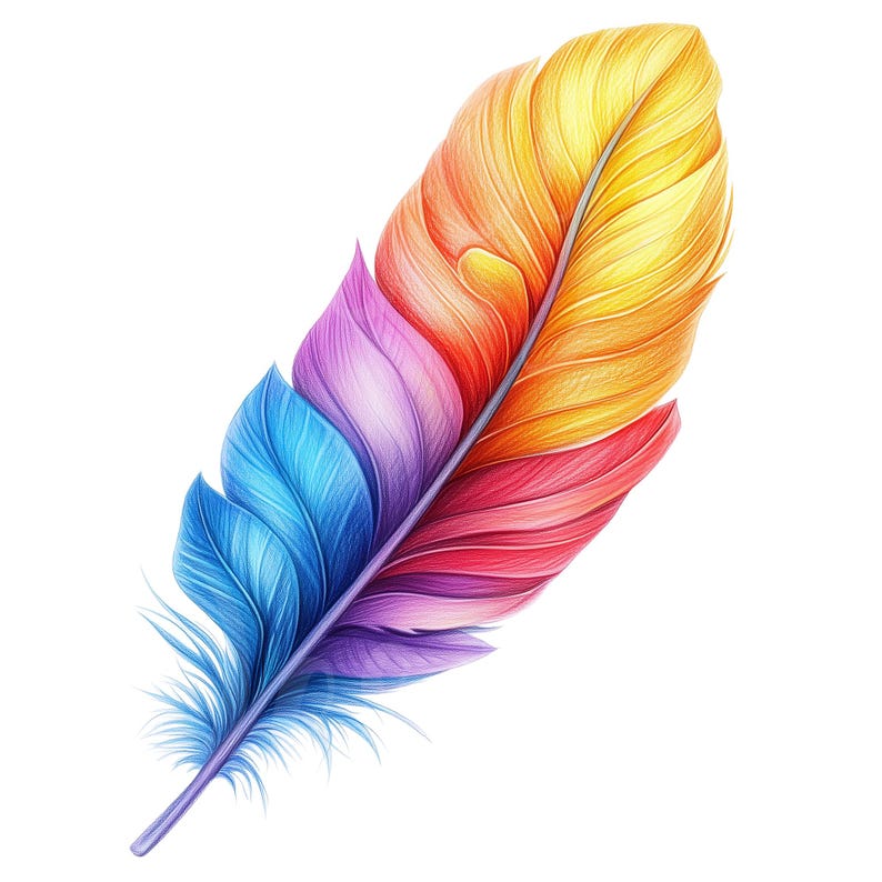 Feather Clipart, Set of 12 PNG Bundle, 300 DPI Clip Art, Colorful ...