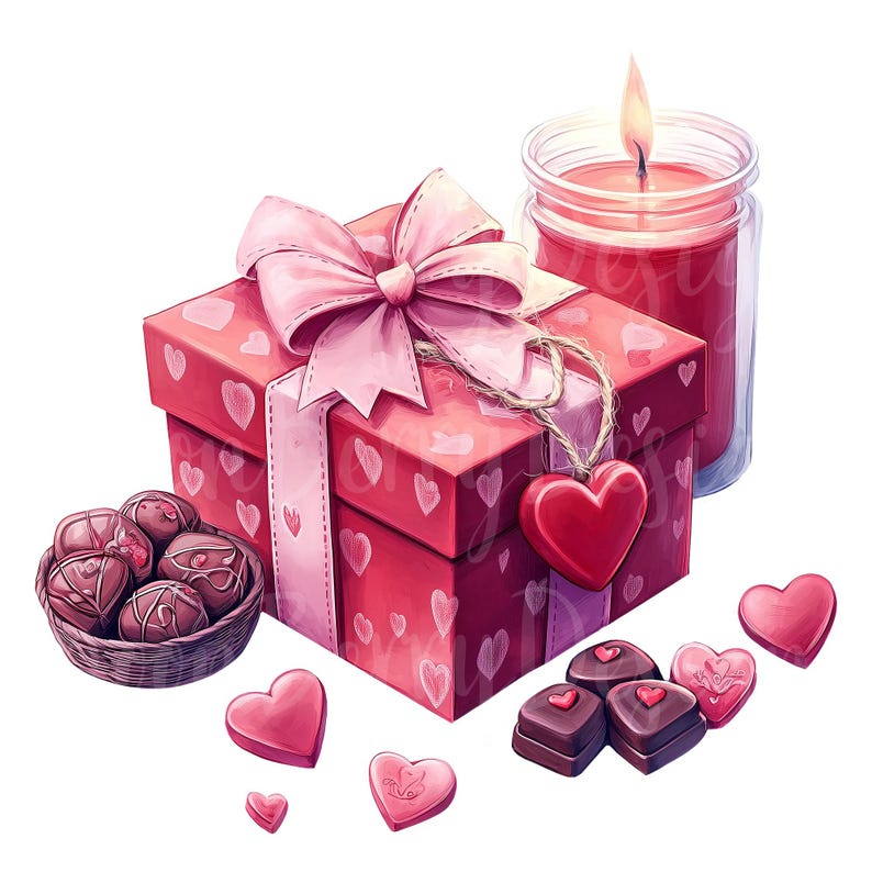 Valentines Gift Box Clipart, Set of 10 PNG Bundle, Watercolor Clip Art ...