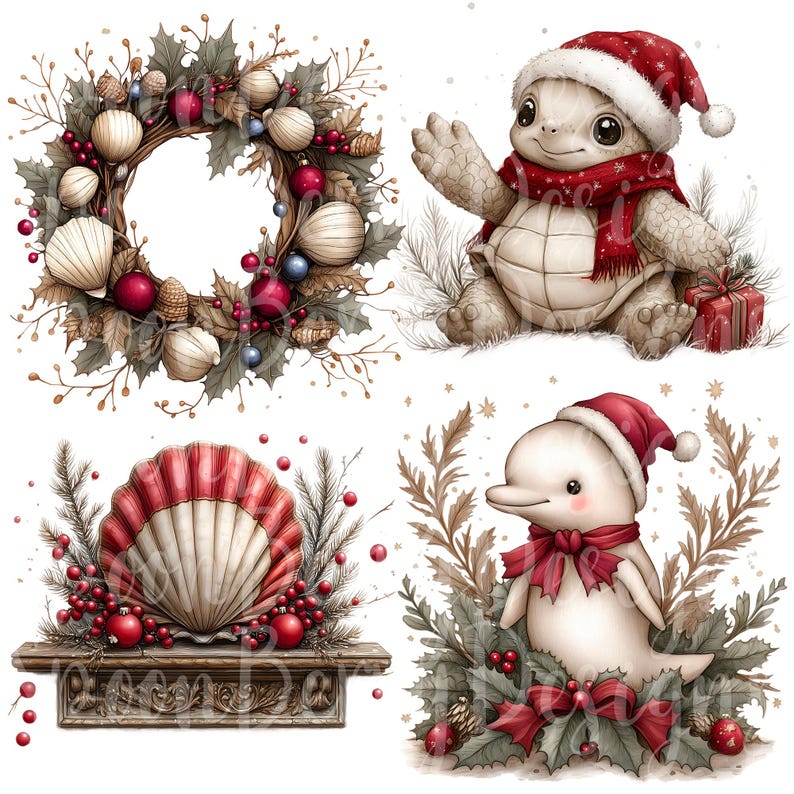 Nautical Christmas Clipart, Set of 25 PNG Bundle 300 DPI Clip Art ...