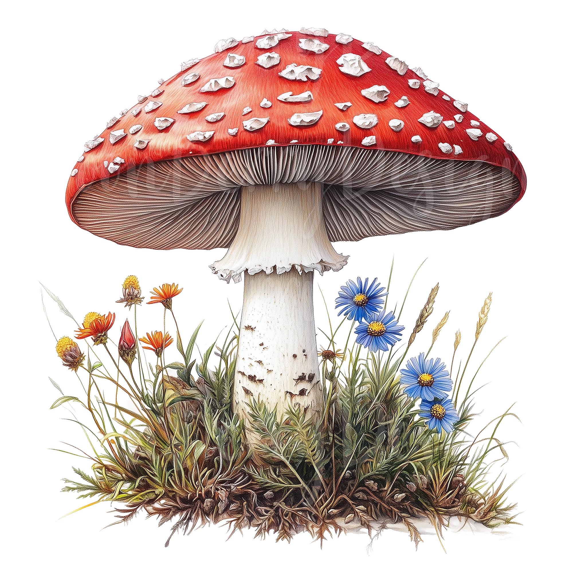 Toadstool Clipart, Set of 13 PNG Bundle, 300 DPI Clip Art, Mushroom ...