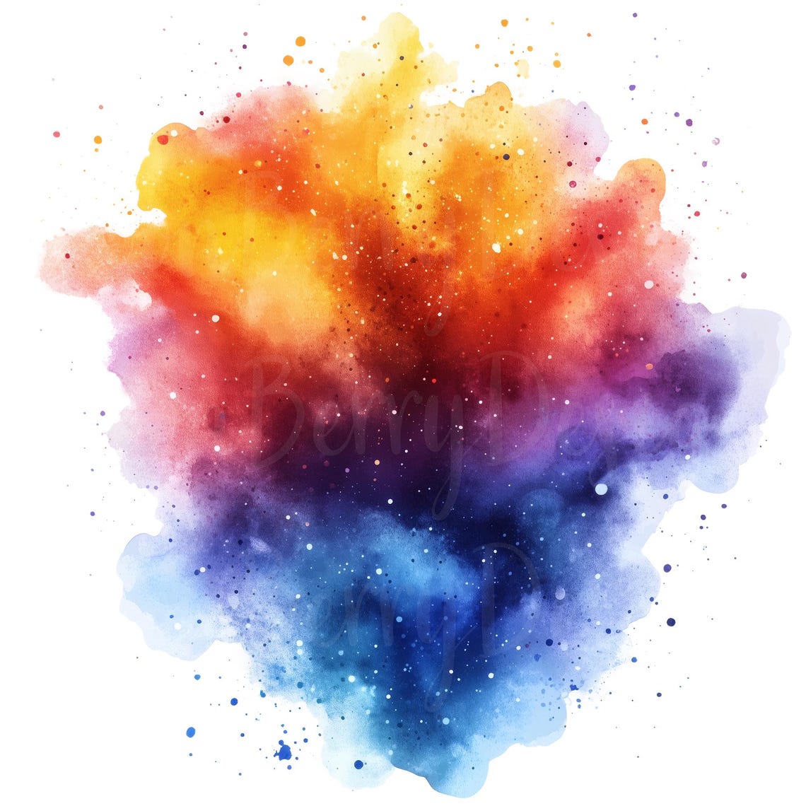 Colorful Space Clipart, Set of 11 PNG Bundle, Rainbow Watercolor Clip ...