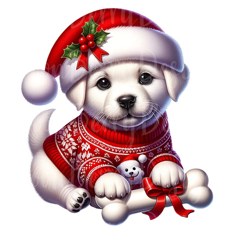 Christmas Puppies Clipart, Set of 10 PNG Bundle, 300 DPI Clip Art ...