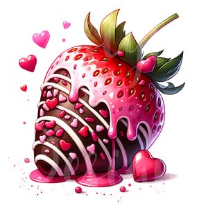 Chocolate Covered Strawberry Clipart, Set of 10 PNG Bundle, 300 DPI ...
