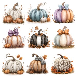 Pumpkin Clip Art, Set of 50 PNG Bundle, 300 DPI Clipart, Fall Harvest ...