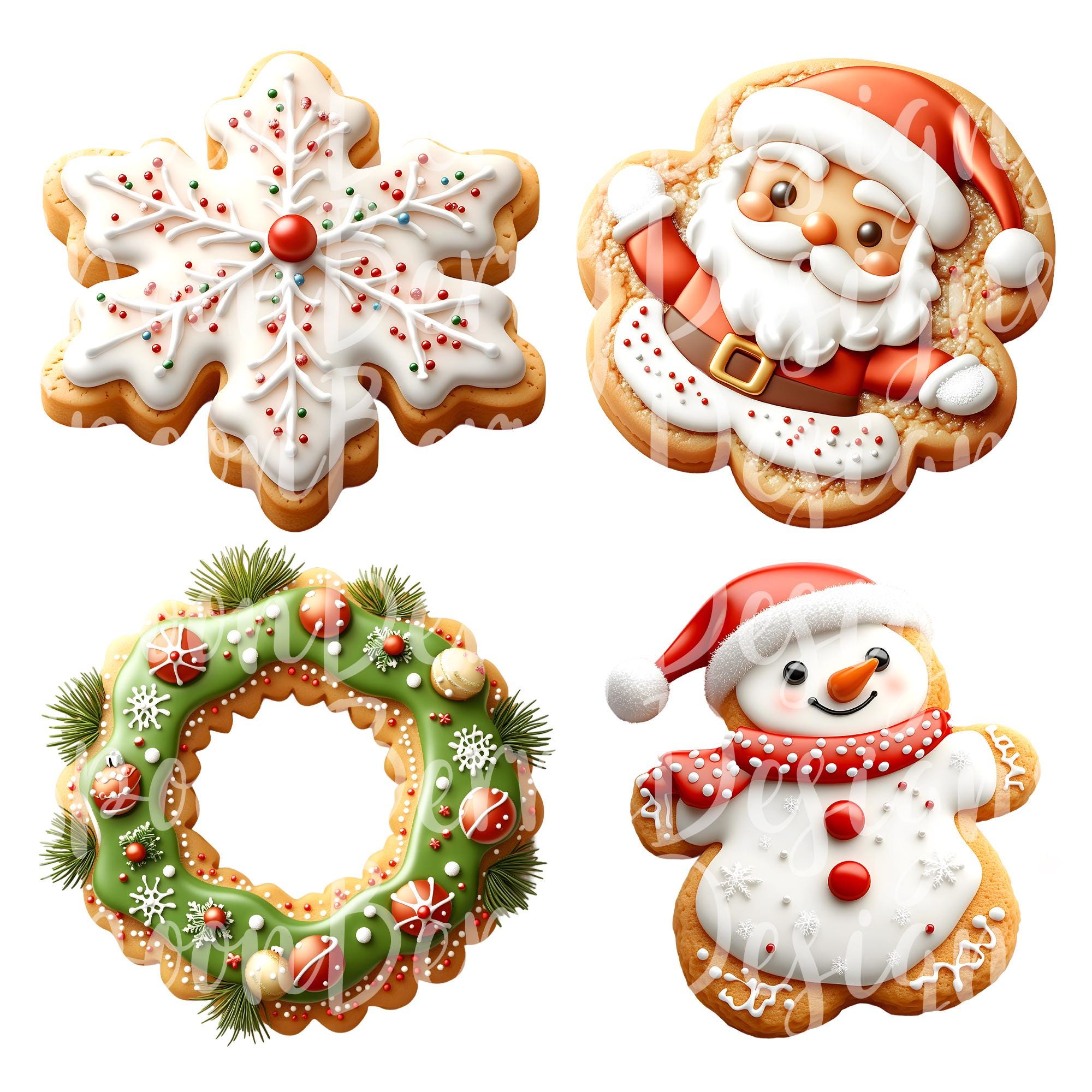 Sugar Cookie Clipart, Set of 22 PNG Bundle, 300 DPI Clip Art, Winter ...