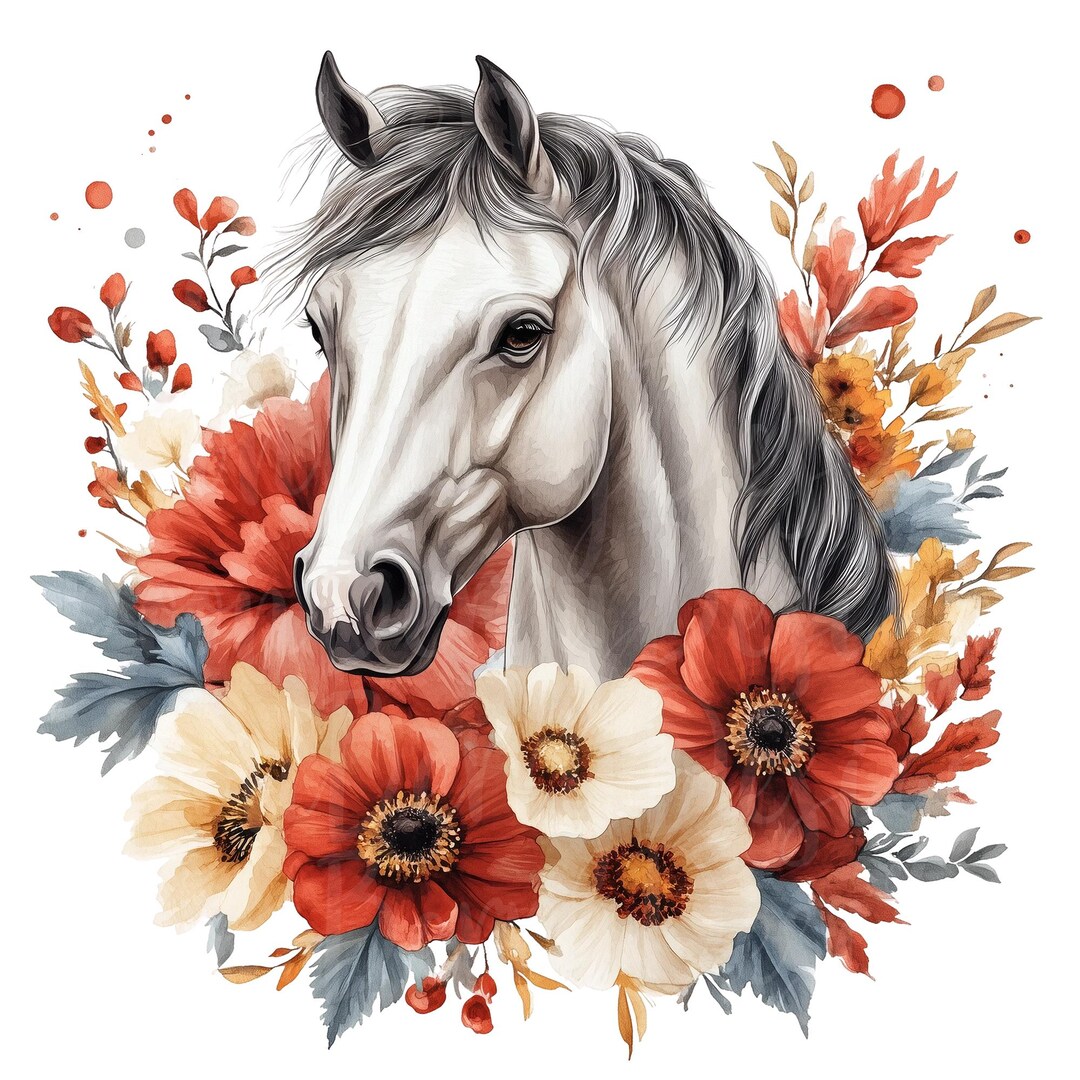 Horse Clip Art, Set of 10 PNG Bundle, Horse Watercolor Clipart, Horse ...