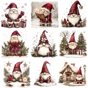 Christmas Gnome Clipart, Set of 40 PNG Bundle, 300 DPI Clip Art ...