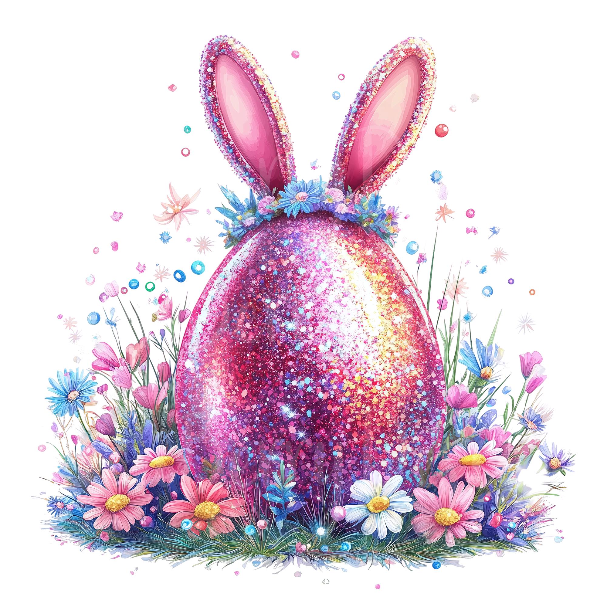 Glitter Easter Eggs Clipart, Set of 15 PNG Bundle, 300 DPI Clip Art ...