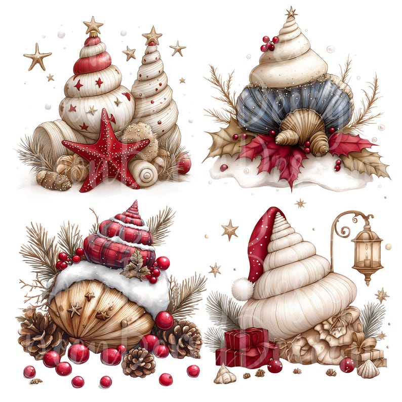 Nautical Christmas Clipart, Set of 25 PNG Bundle 300 DPI Clip Art ...