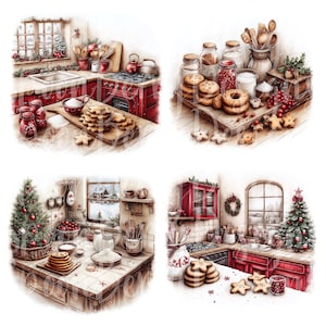 Christmas Kitchen Clipart, Set of 31 PNG Bundle, 300 DPI Clip Art ...