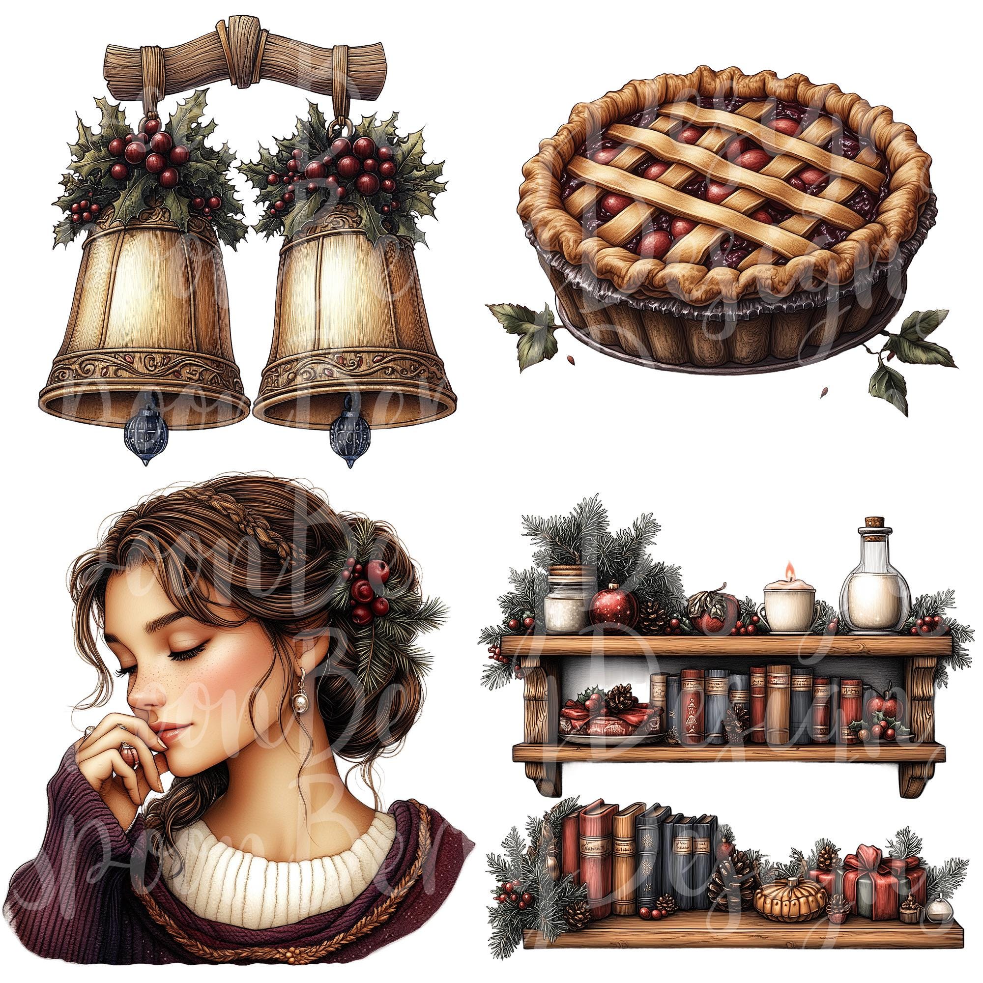 Cozy Christmas Clipart, Set of 20 PNG Bundle, 300 DPI Clip Art, Winter ...