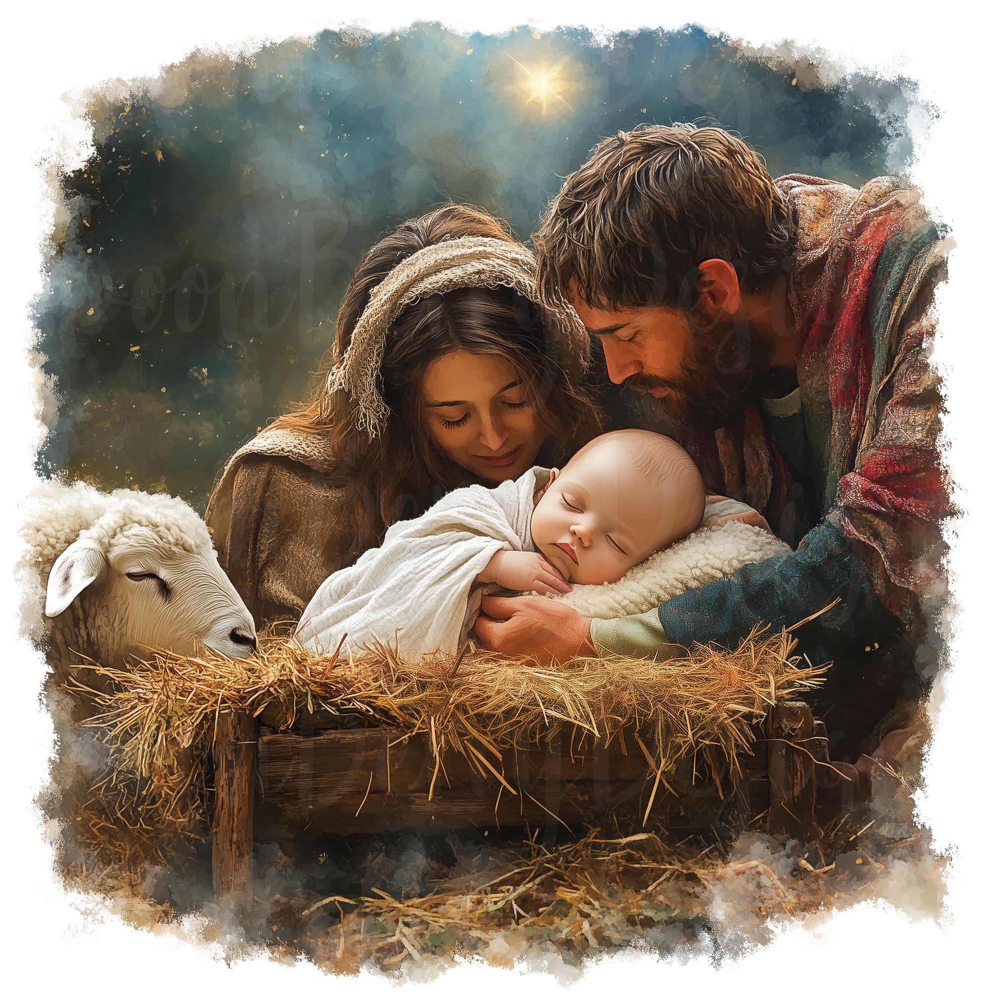 Nativity Clipart, Set of 23 PNG Bundle, 300 DPI Clip Art, Watercolor ...