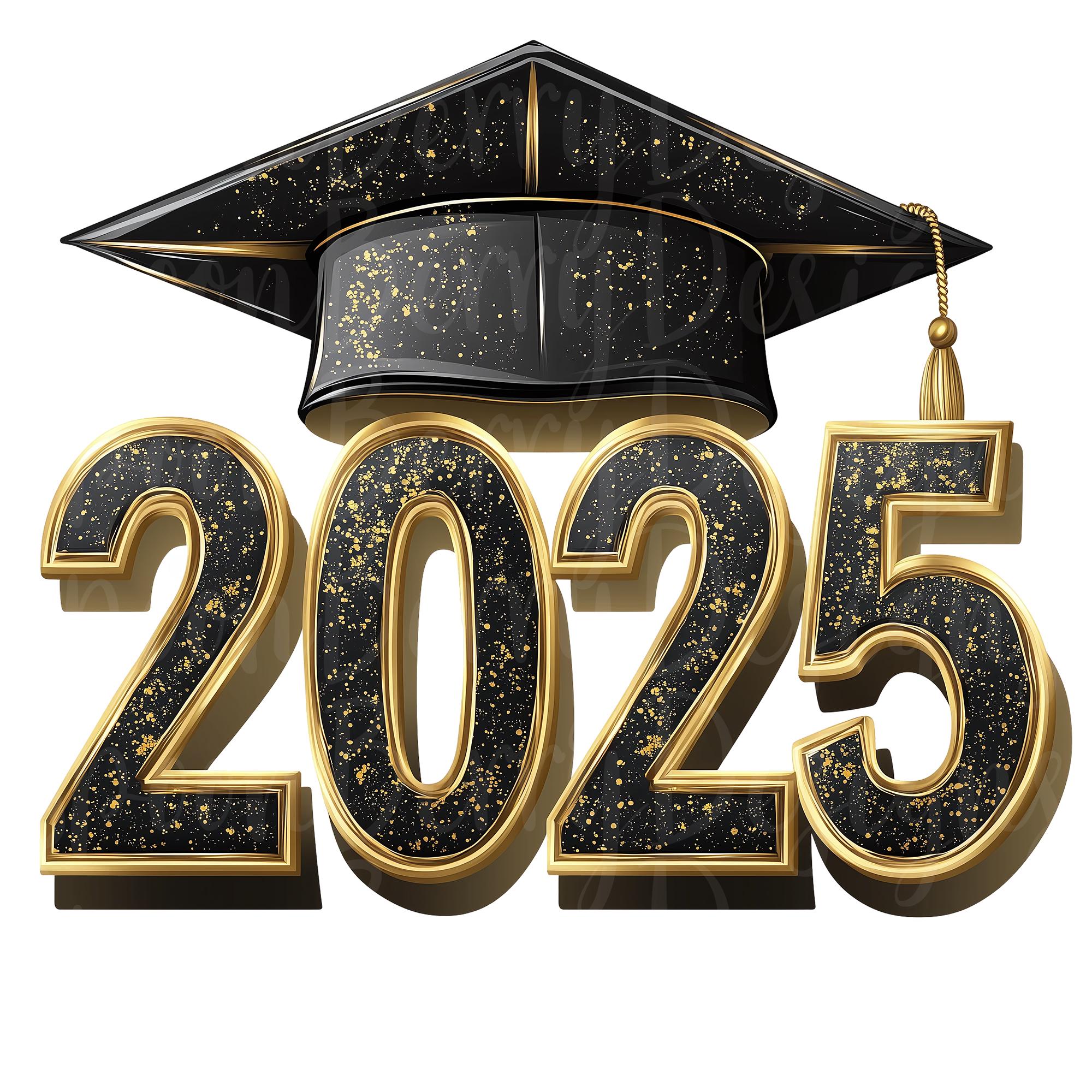 Graduation 2025 Clipart, Set of 15 PNG Bundle, 300 DPI Watercolor Clip ...
