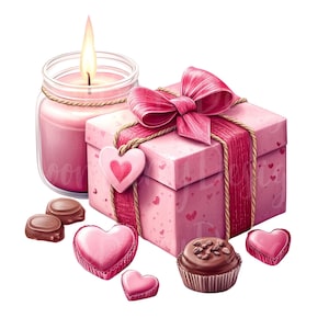 Valentines Gift Box Clipart, Set of 12 PNG Bundle, Watercolor Clip Art ...