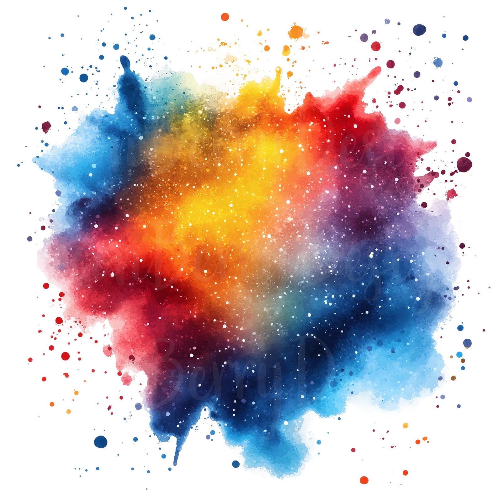 Colorful Space Clipart, Set of 11 PNG Bundle, Rainbow Watercolor Clip ...
