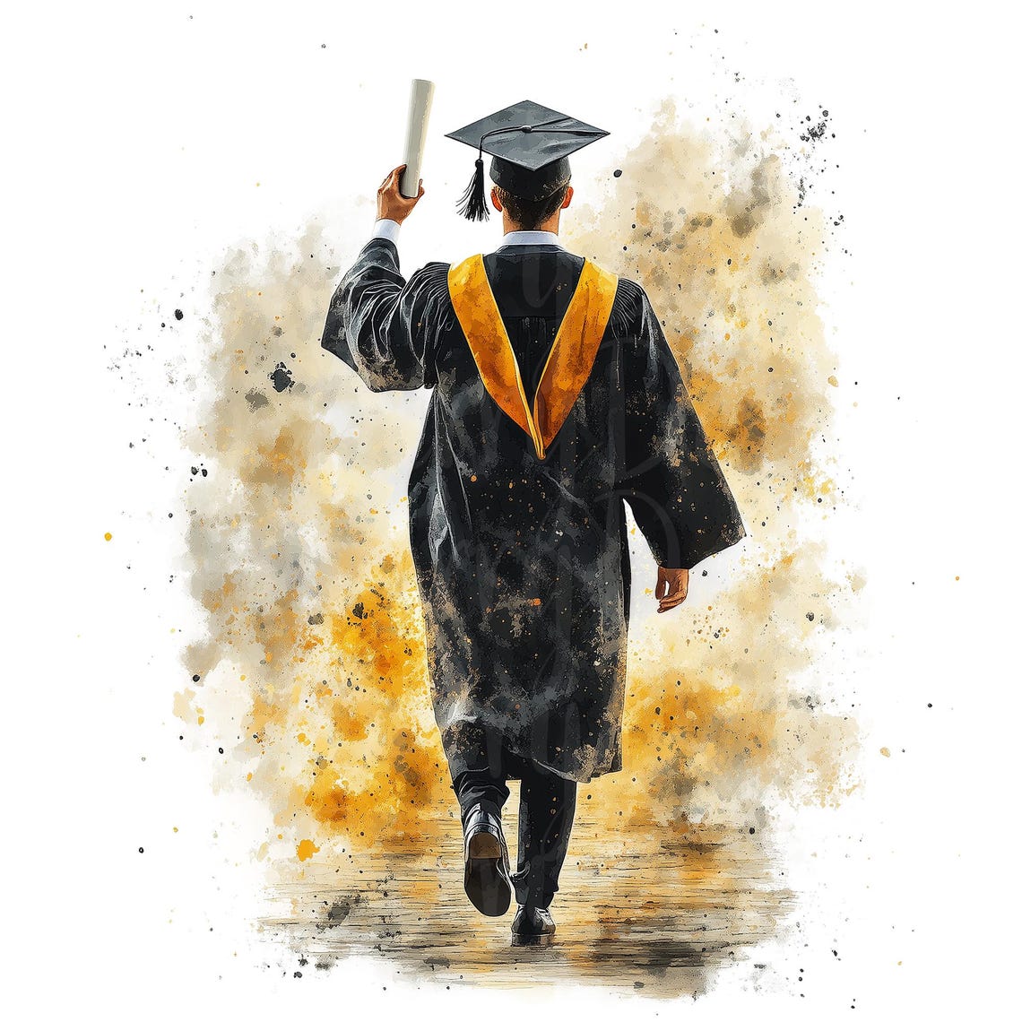 Graduation Clipart, Set of 11 PNG Bundle, 300 DPI Watercolor Clip Art ...