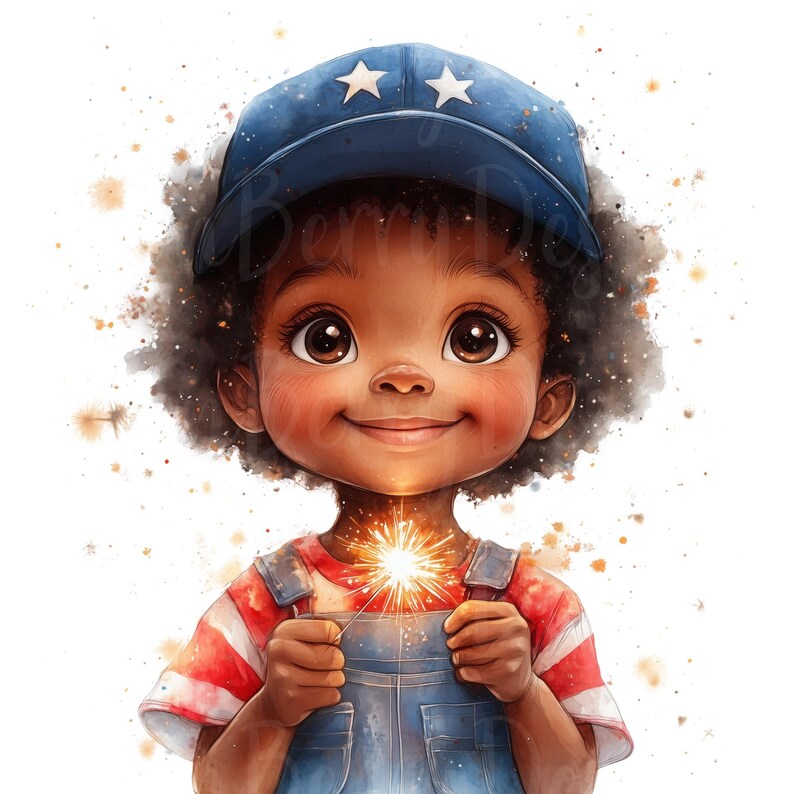 Patriotic Kids Clip Art, Set of 10 PNG Watercolor Clipart Bundle ...