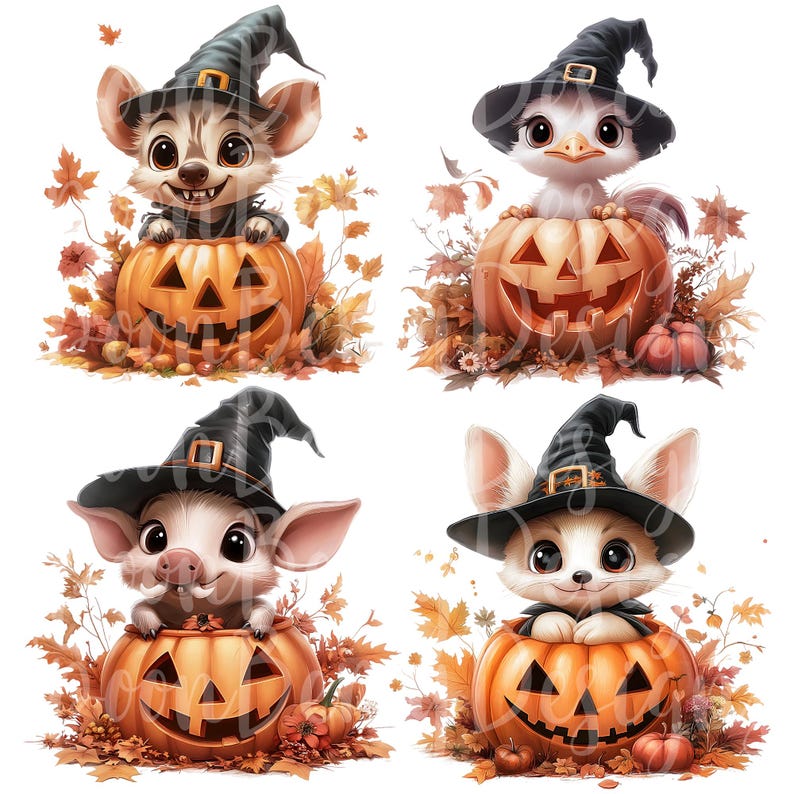 Safari Pumpkin Animals Clip Art, Set of 15 PNG Bundle, 300 DPI Clipart ...