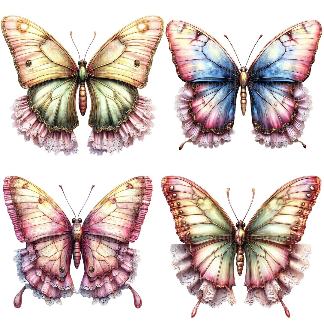 Butterfly Clipart, Set of 10 PNG Bundle, 300 DPI Clip Art, Lace Wing ...