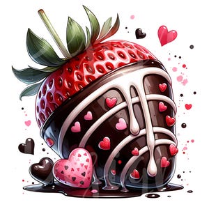 Chocolate Covered Strawberry Clipart, Set of 10 PNG Bundle, 300 DPI ...
