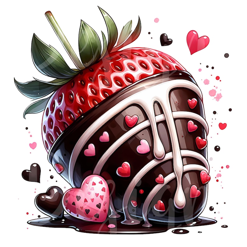 Chocolate Strawberry Clipart, Watercolor Valentine's Day PNG Bundle (digital Download) - Etsy