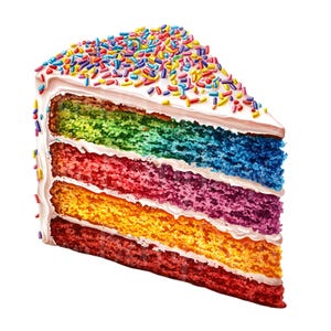 Rainbow Cake Clipart, Set of 16 PNG Bundle, 300 DPI Clip Art, Colorful ...