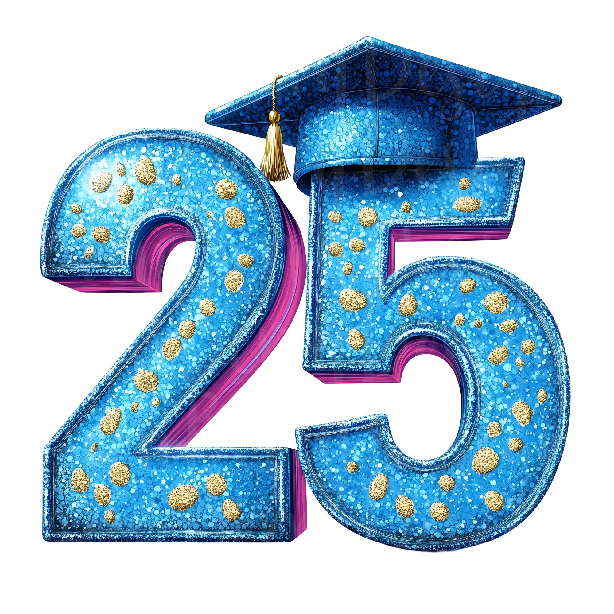 Graduation Class of 25 Clipart, Set of 13 PNG Bundle, 300 DPI ...