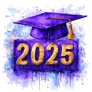 Graduation 25 Clipart, Set of 16 PNG Bundle, 300 DPI Watercolor Clip ...