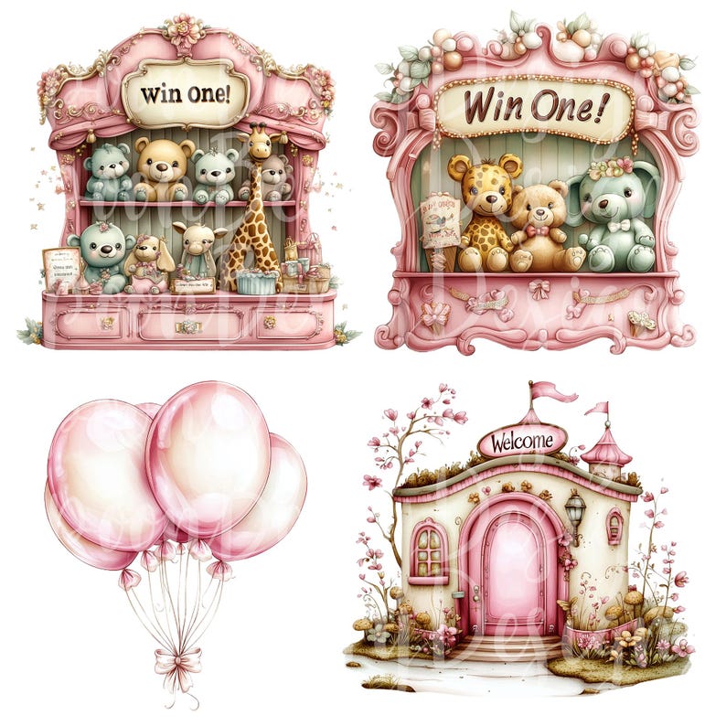 Fair Clipart, Set of 20 PNG Bundle, 300 DPI Clip Art, Fairground Circus ...