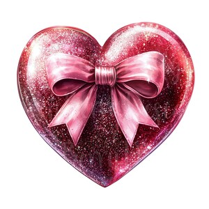 Glitter Hearts Clipart, Set of 10 PNG Bundle, 300 DPI Clip Art, Pink ...