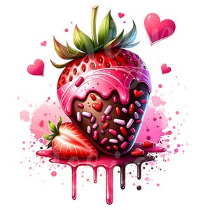 Chocolate Covered Strawberry Clipart, Set of 10 PNG Bundle, 300 DPI ...