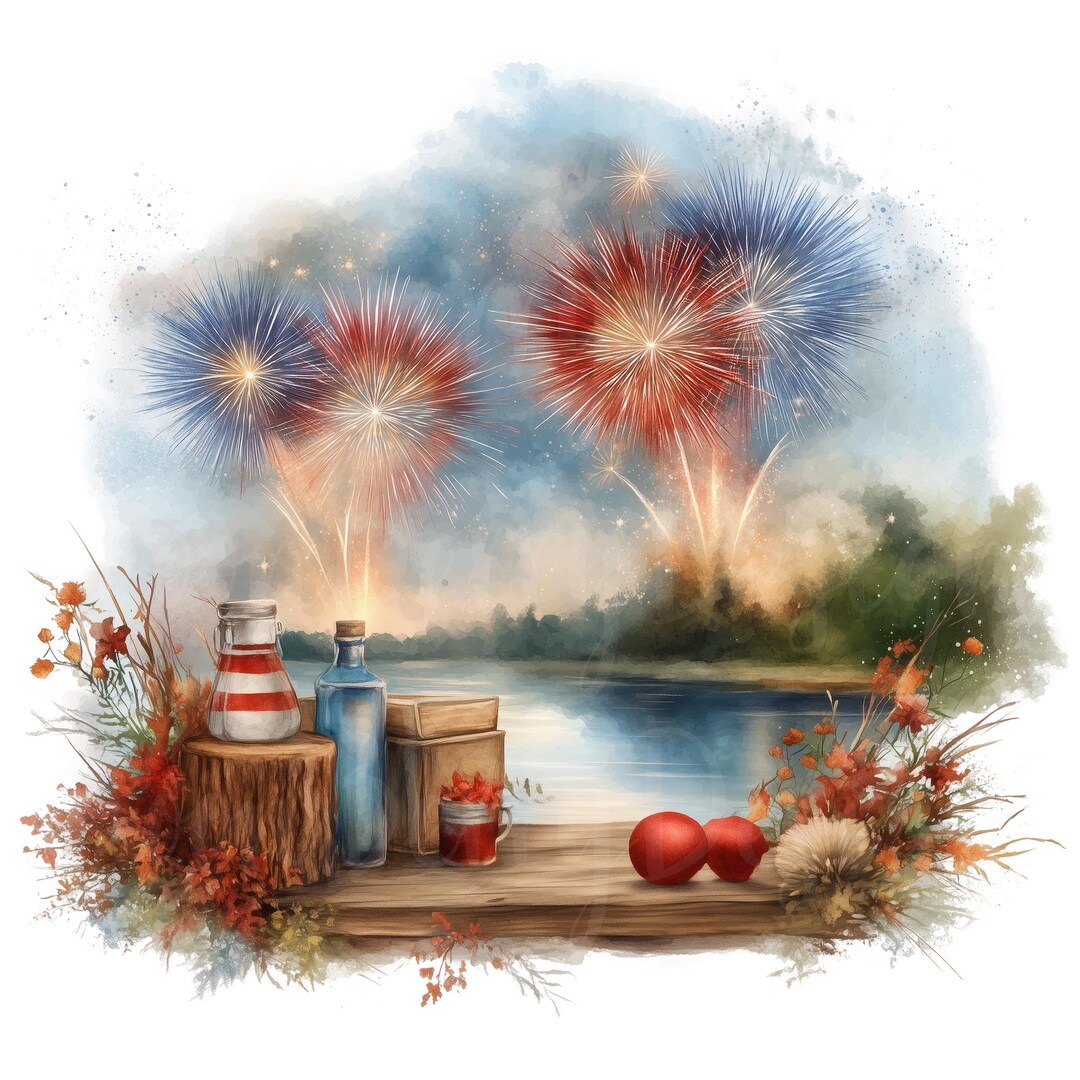 Fireworks Clip Art, Set of 11 PNG Clipart Bundle, 4th of July Party ...