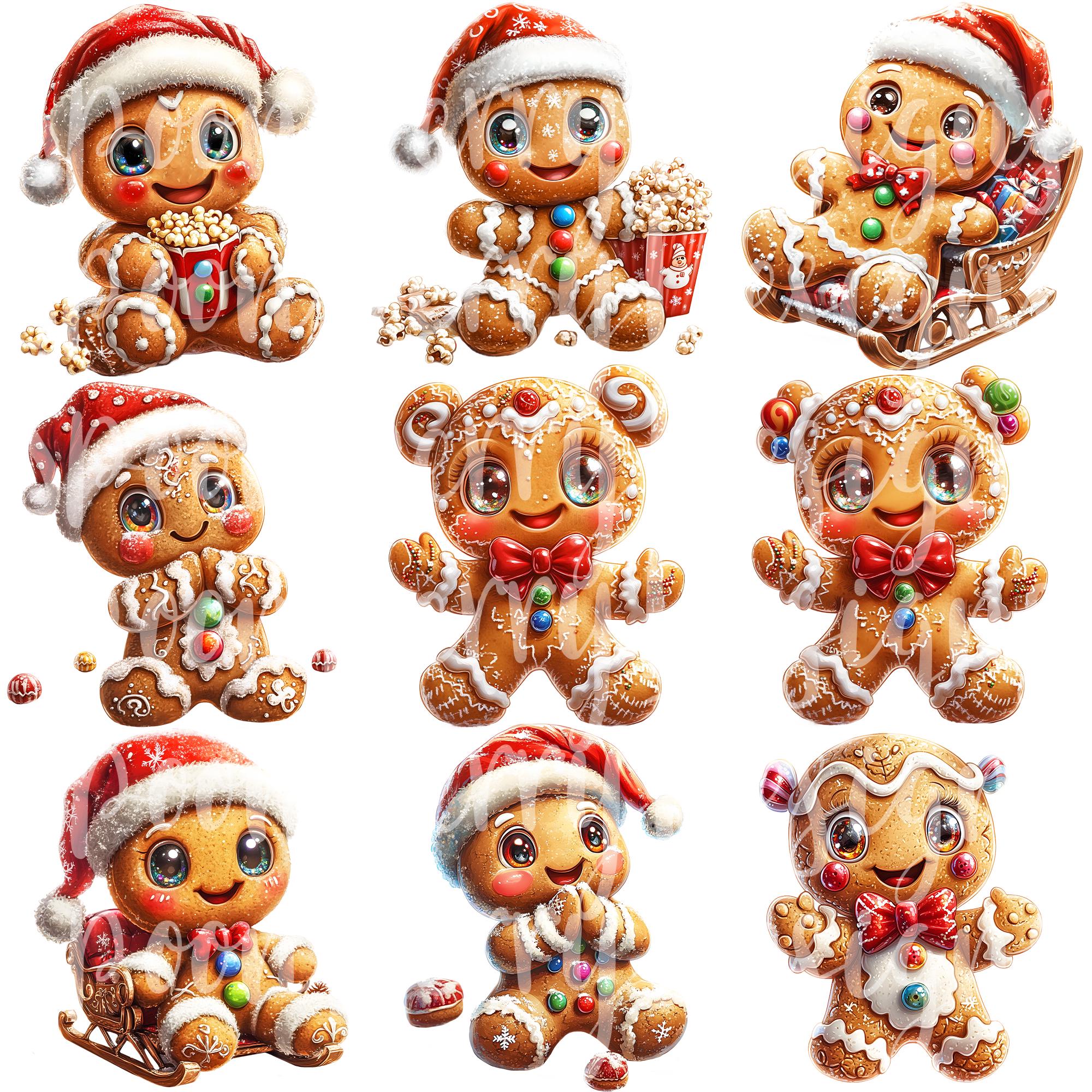 Gingerbread Clipart, Set of 30 PNG Bundle, 300 DPI Clip Art, Winter ...