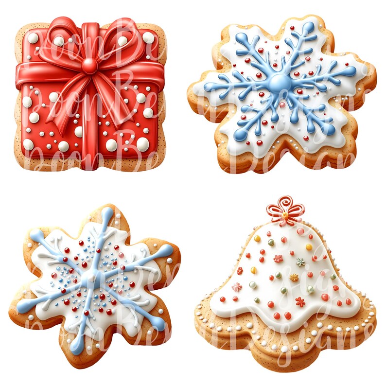 Sugar Cookie Clipart, Set of 22 PNG Bundle, 300 DPI Clip Art, Winter ...