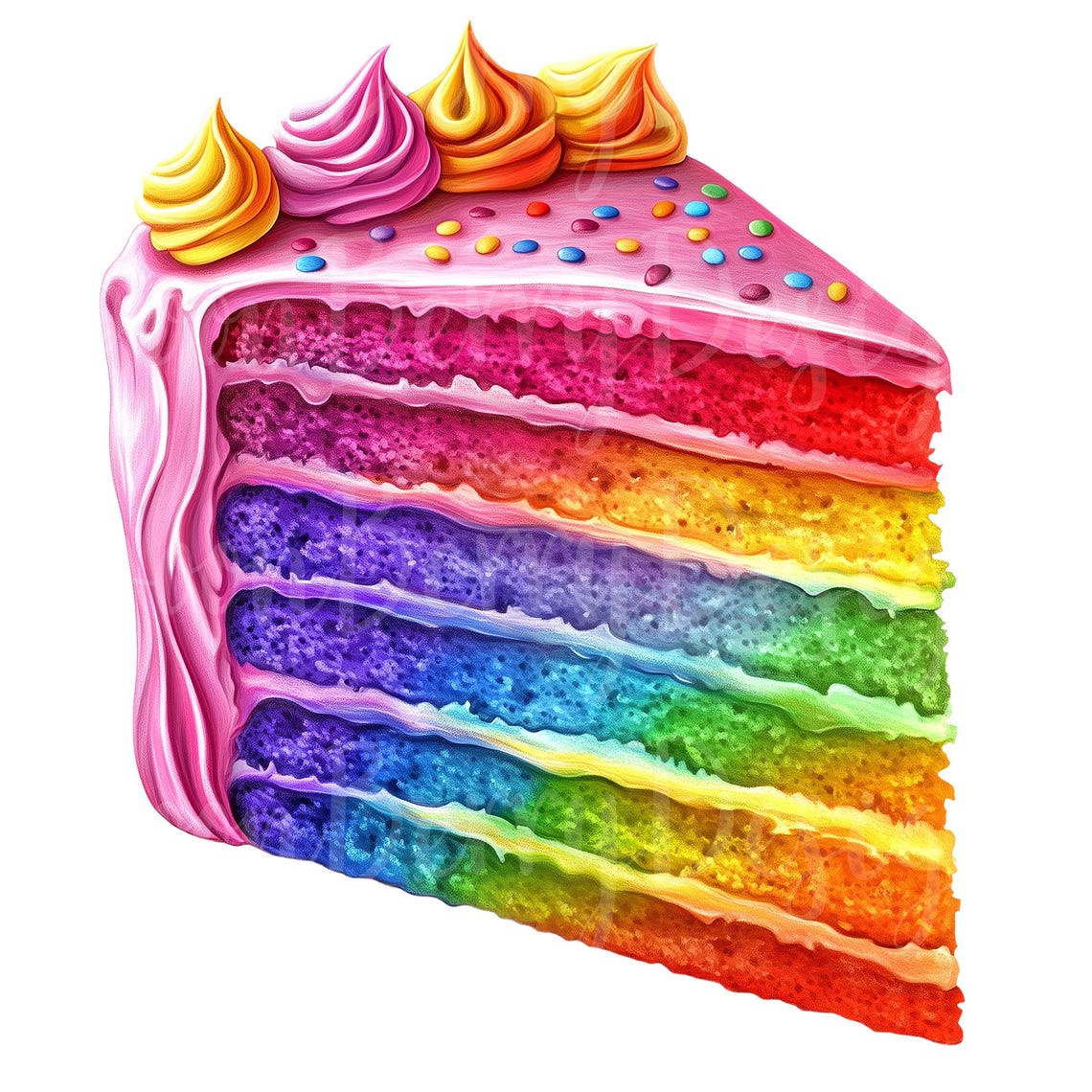 Rainbow Cake Clipart, Set of 16 PNG Bundle, 300 DPI Clip Art, Colorful ...