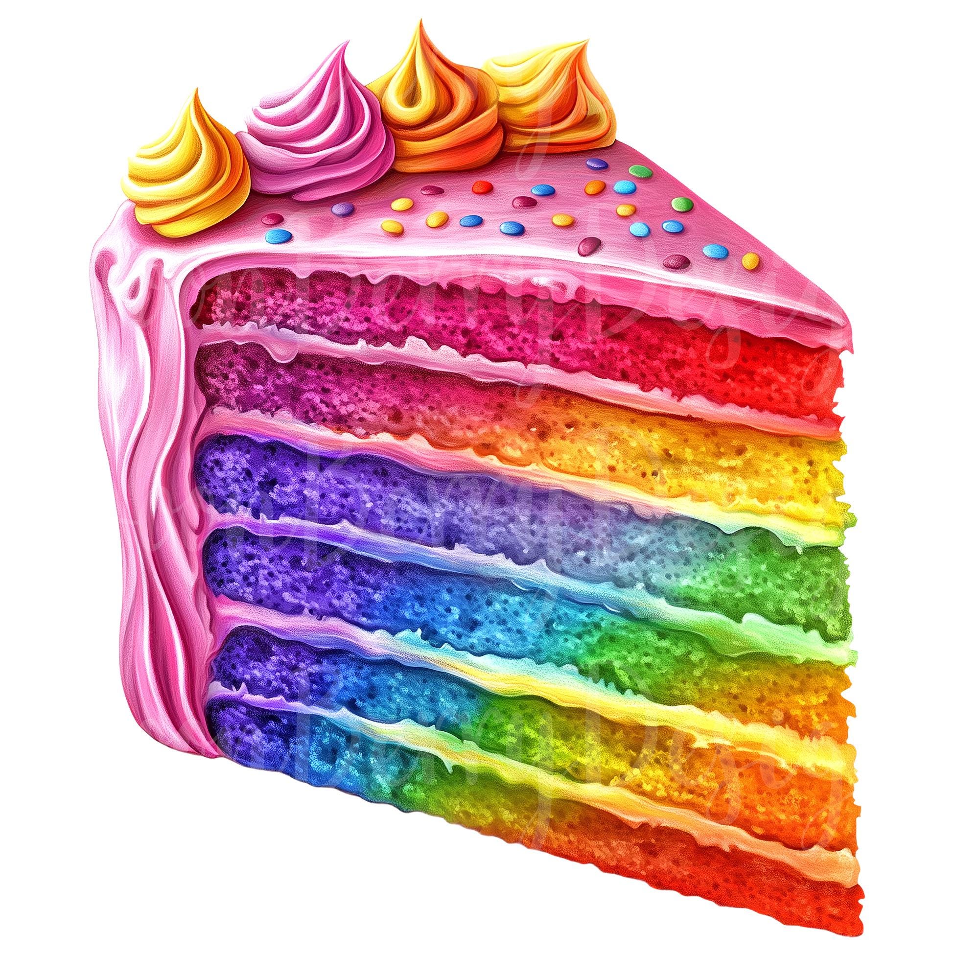 Rainbow Cake Clipart, Set of 16 PNG Bundle, 300 DPI Clip Art, Colorful ...