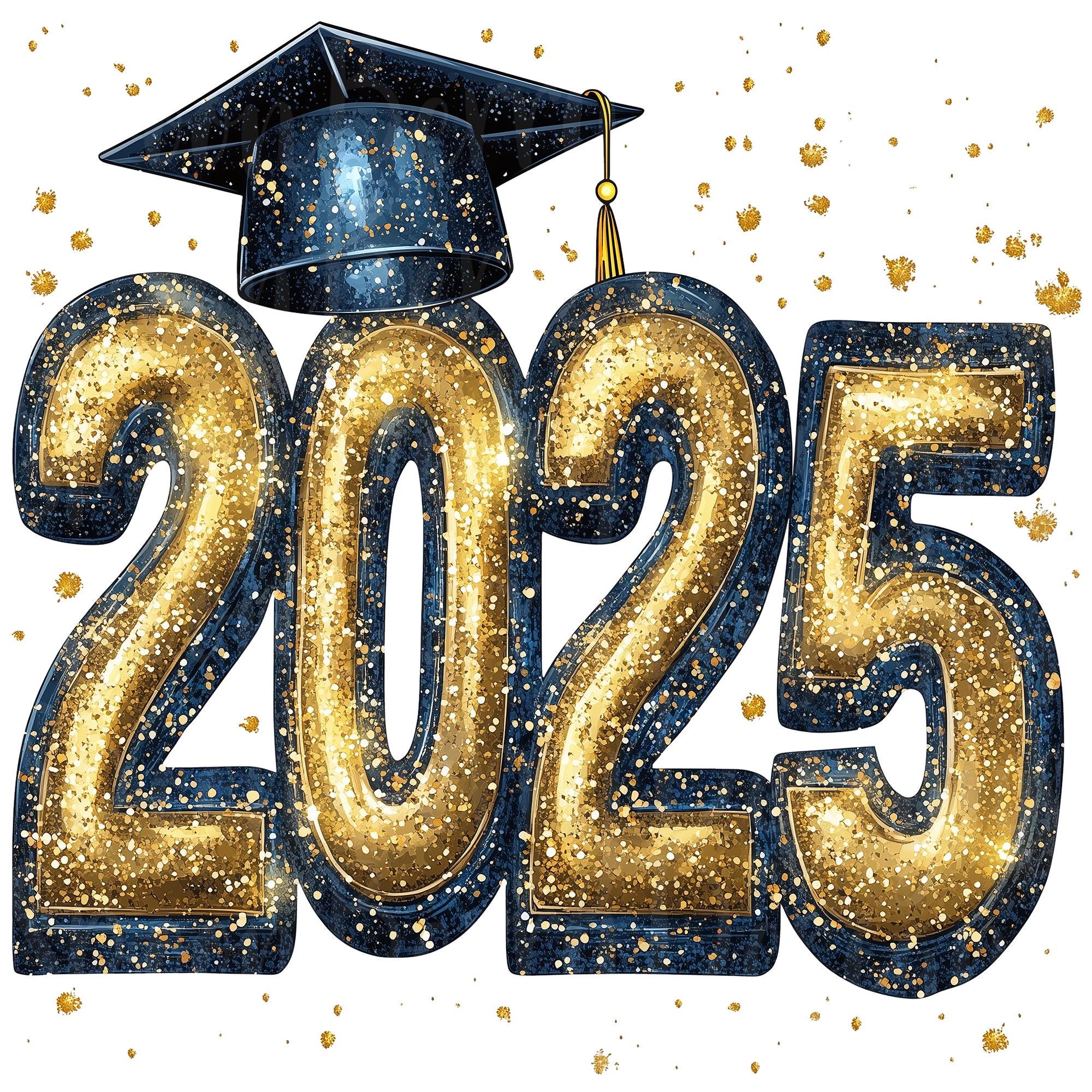 Graduation 2025 Clipart, Set of 15 PNG Bundle, 300 DPI Watercolor Clip ...