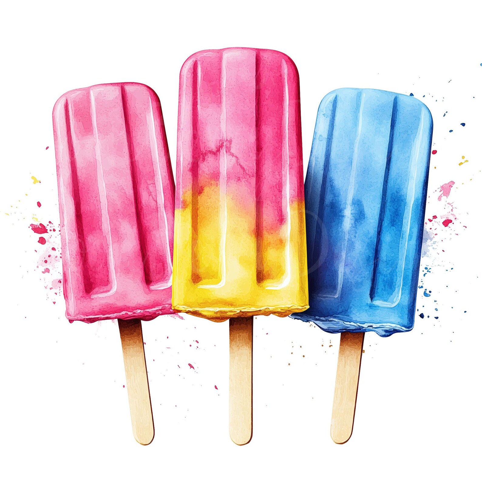 Rainbow Popsicles Clipart, Set of 12 PNG Bundle, 300 DPI Clip Art ...
