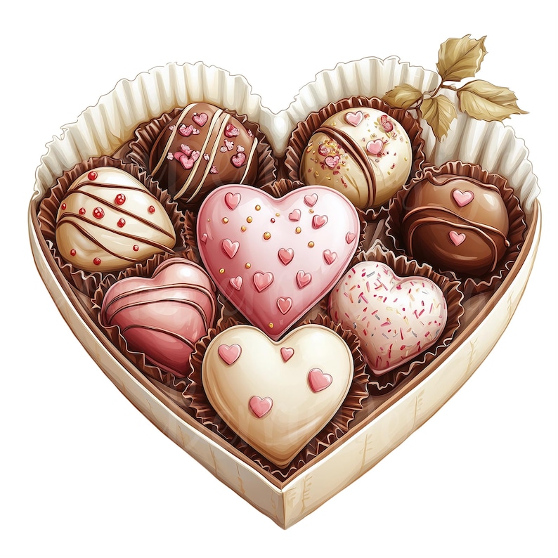 Box of Chocolates Clipart, 10 PNG Clip Art Bundle Candy Hearts ...