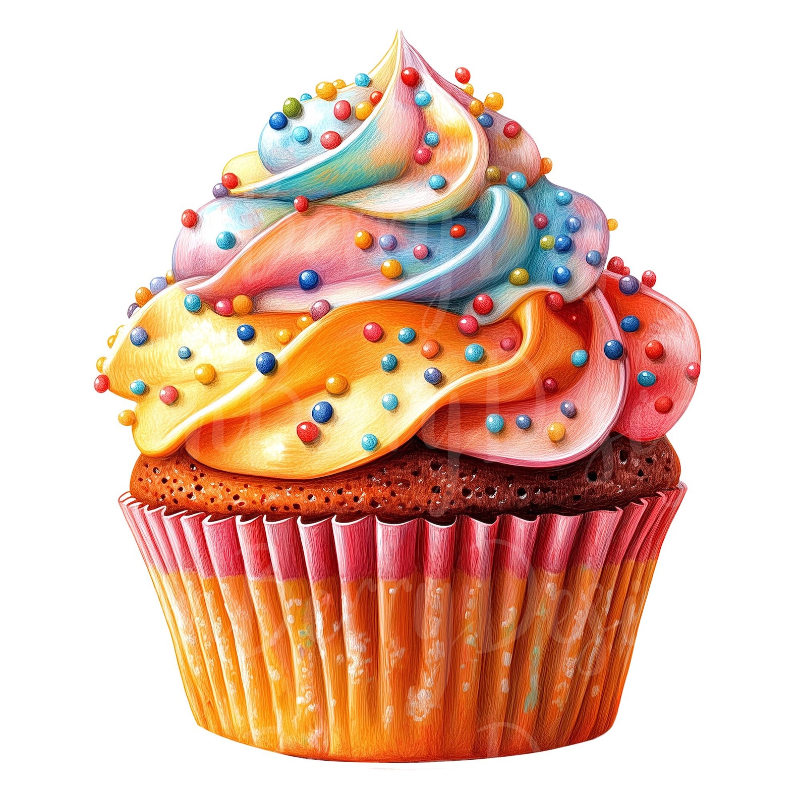 Rainbow Cupcakes Clipart, Set of 17 PNG Bundle, 300 DPI Clip Art ...